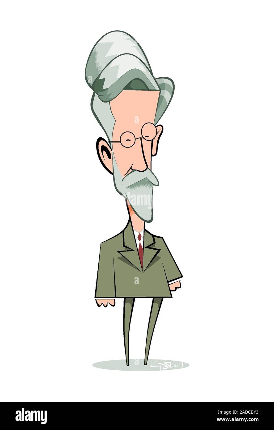 Ronald Fisher (1890-1962). Caricature of the English statistician and ...