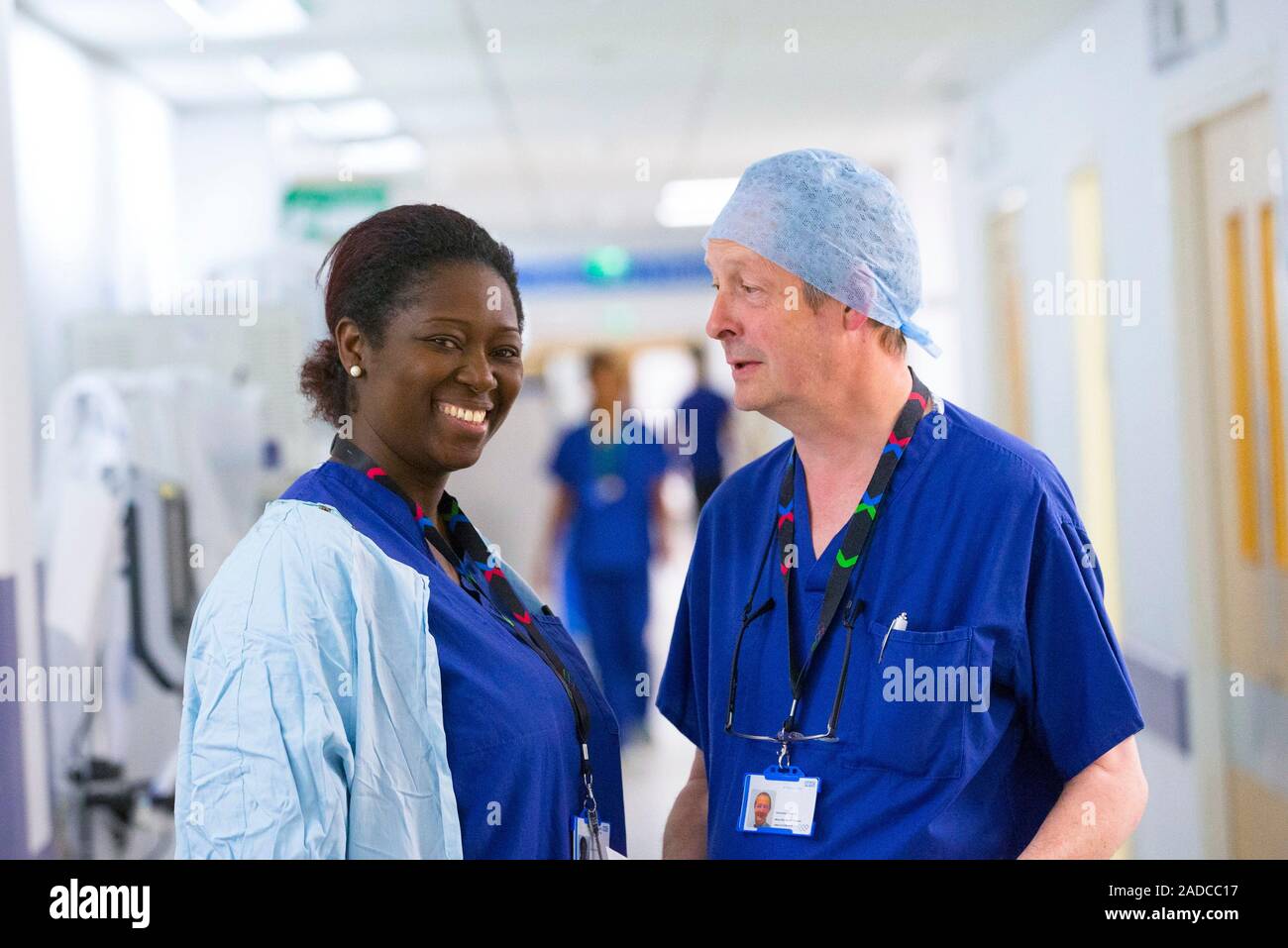 Hospital surgeons in a corridor. Photographed in the UK Stock Photo - Alamy