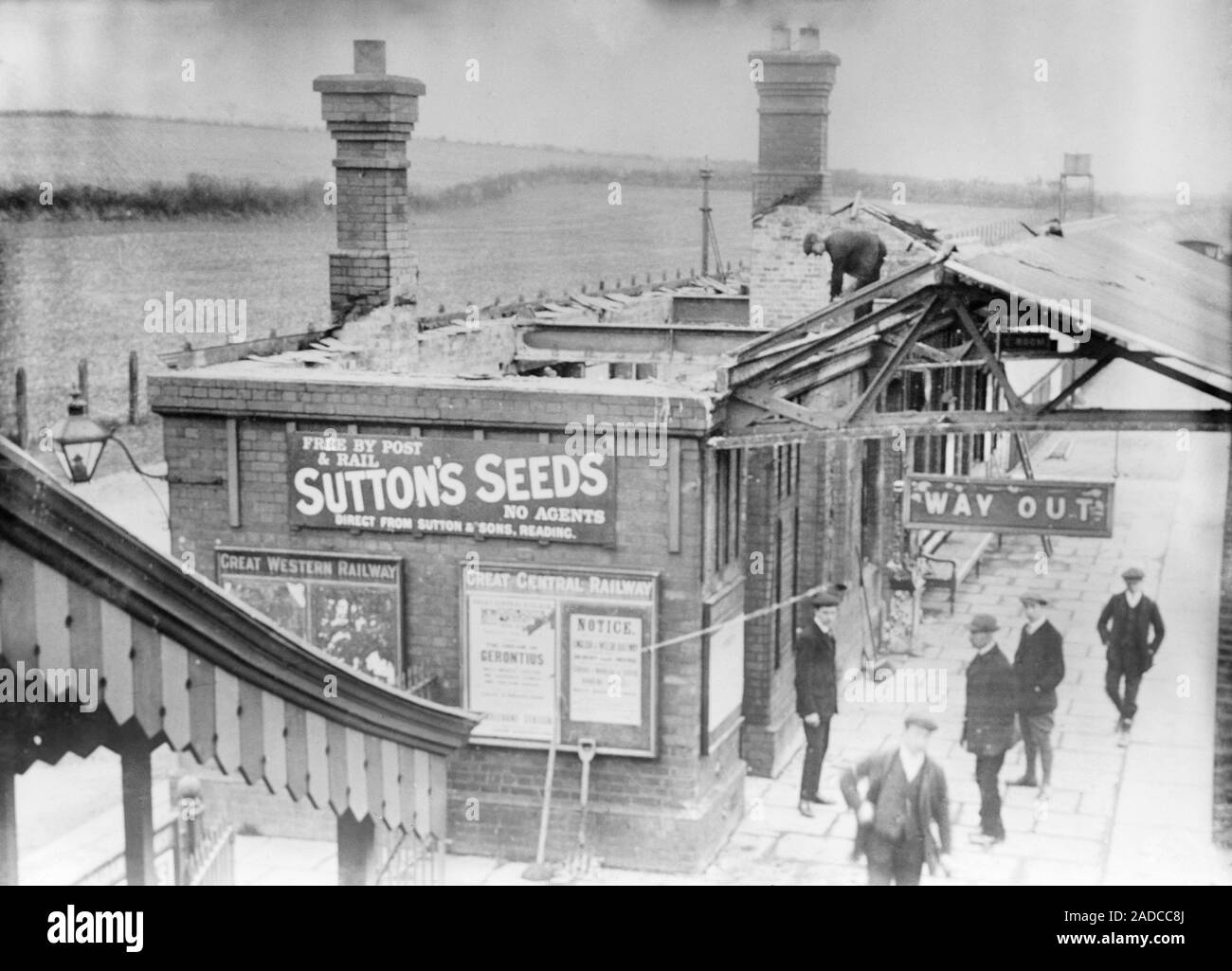 Damage caused by suffragettes. View of the railway station at ...