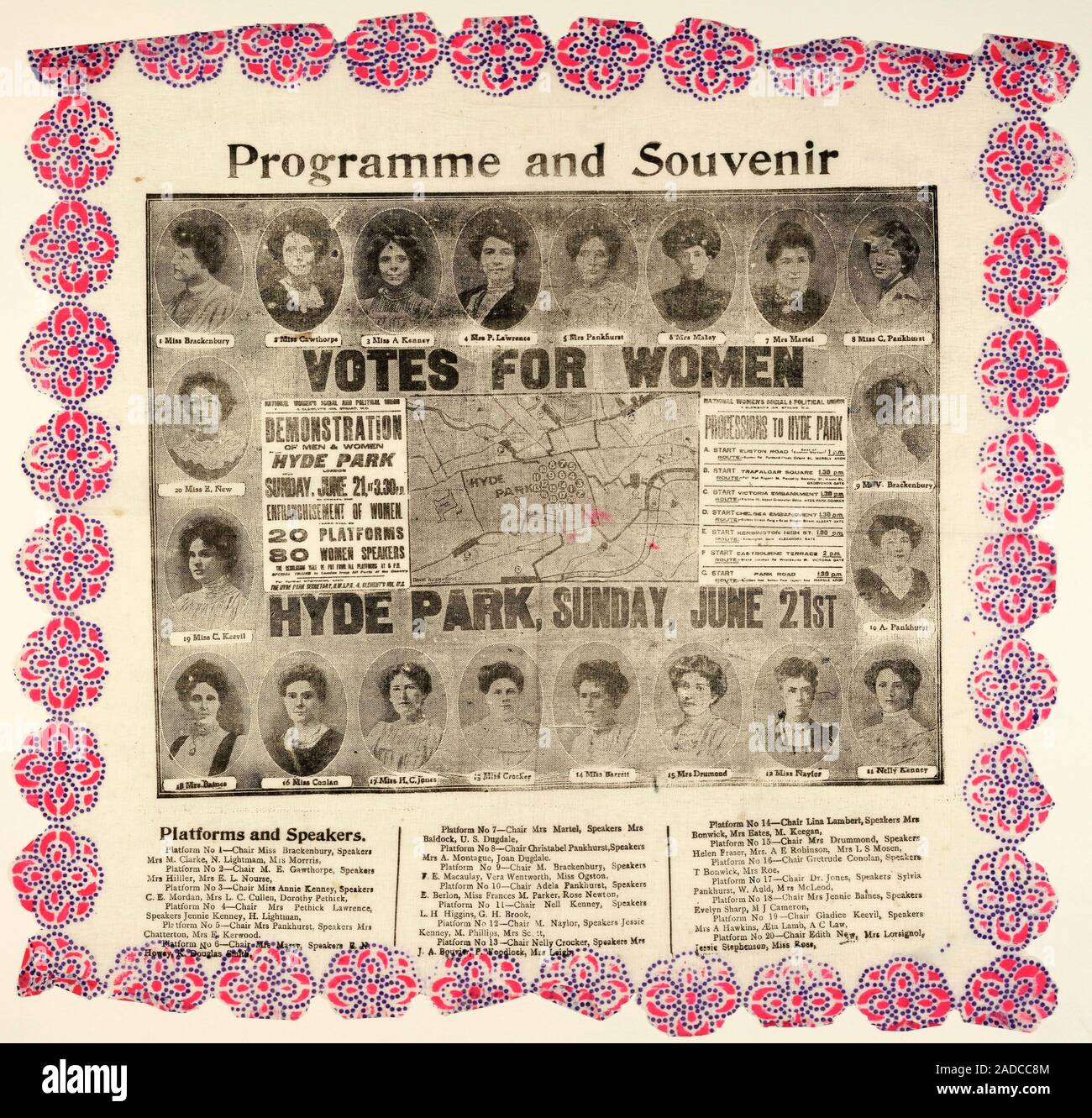 Suffragette demonstration advertisement. 1908 programme from a ...