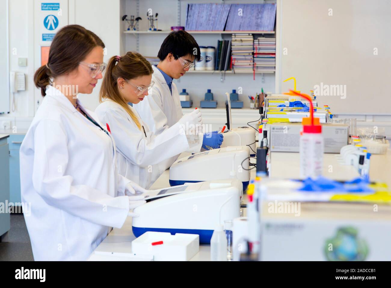 Chemistry students in an undergraduate teaching laboratory carrying out ...