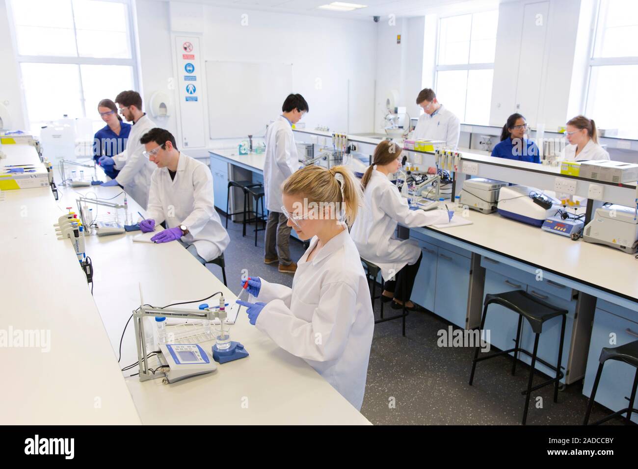 Chemistry students in an undergraduate teaching laboratory using ...