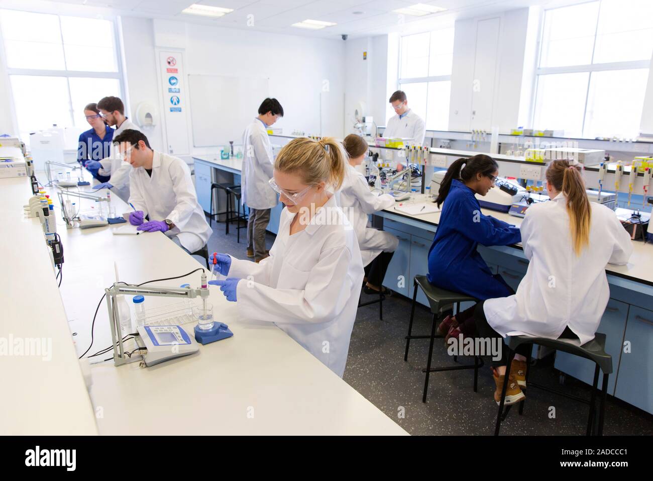 Chemistry students in an undergraduate teaching laboratory carrying out ...