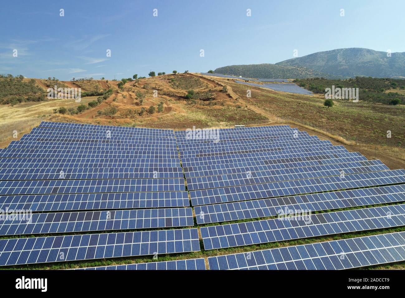 Photovoltaic solar array in the Peloponnese, Greece Stock Photo - Alamy