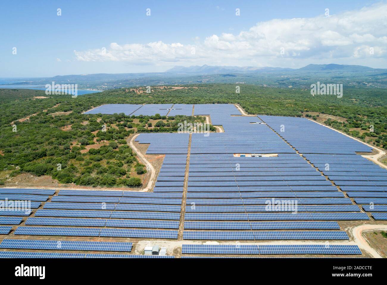 Photovoltaic solar array in the Peloponnese, Greece Stock Photo - Alamy