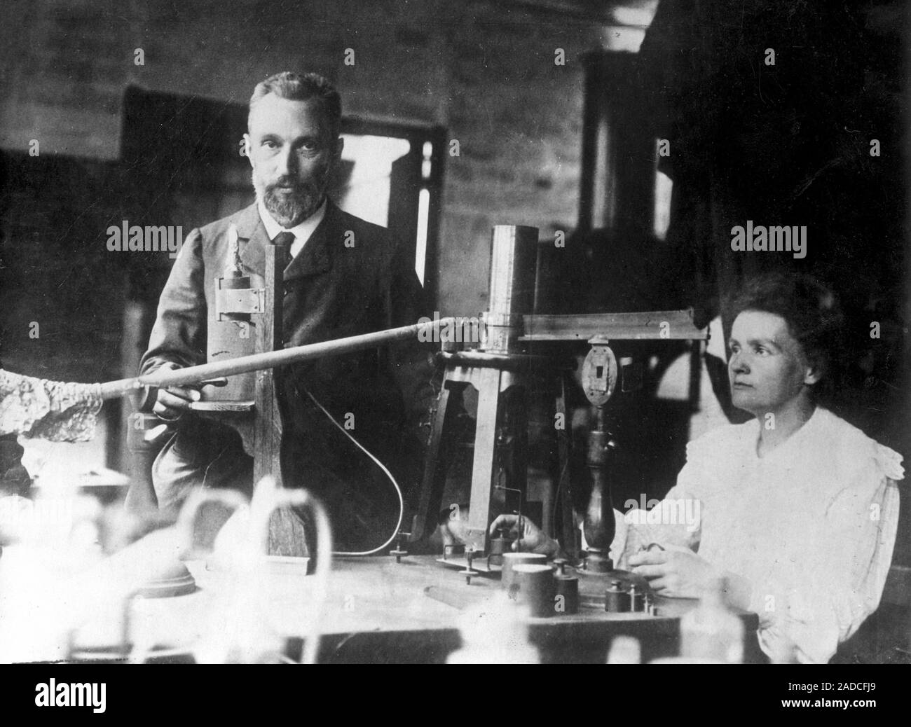 Physicists Marie and Pierre Curie (1867-1934 and 1859-1906). Marie Curie (born Marya Sklodowska ...