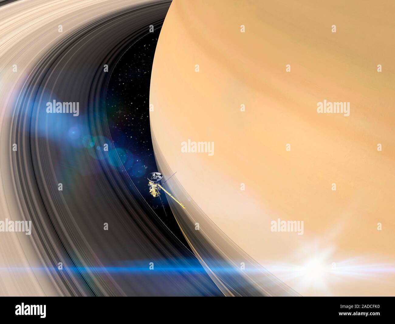 Cassini's Grand Finale at Saturn. Illustration of the Cassini ...