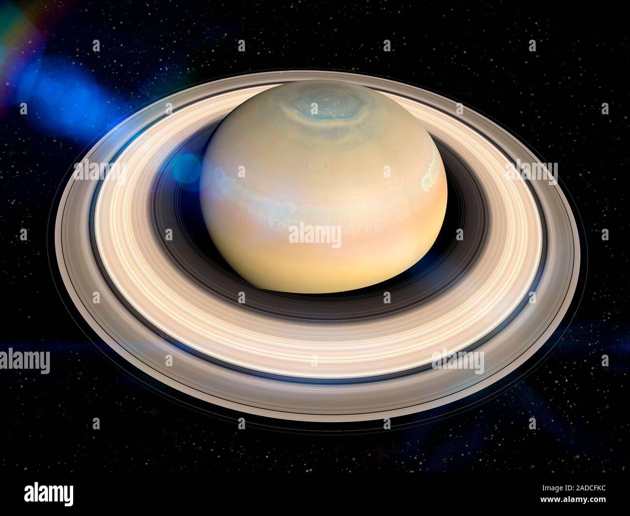 Saturn's north pole summer storms. Illustration of the planet Saturn ...