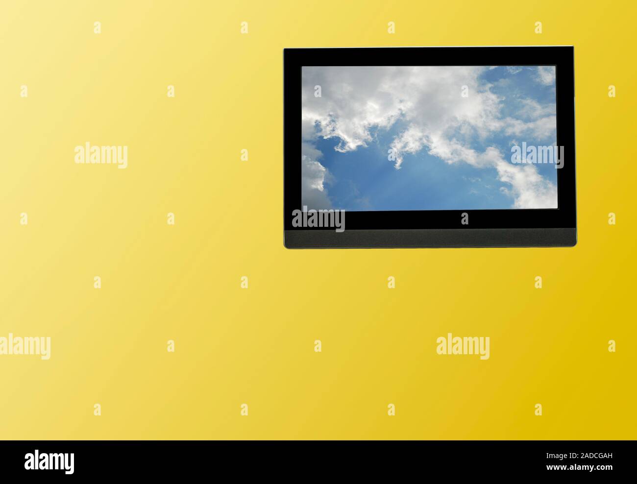 LCD TV set mounted on wall Stock Photo - Alamy