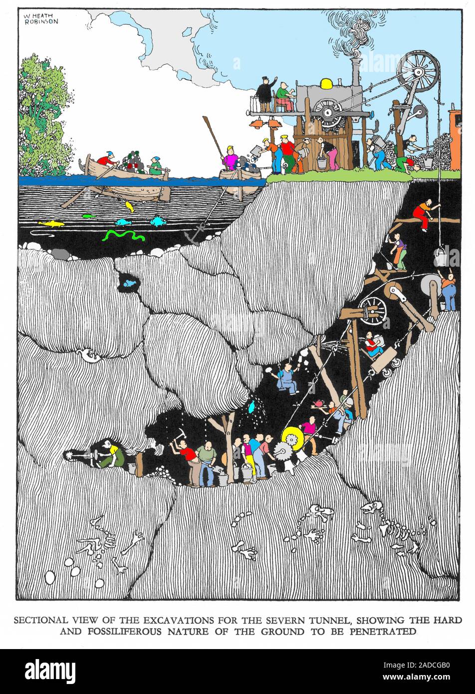 Coloured cartoon by the English cartoonist and illustrator William ...