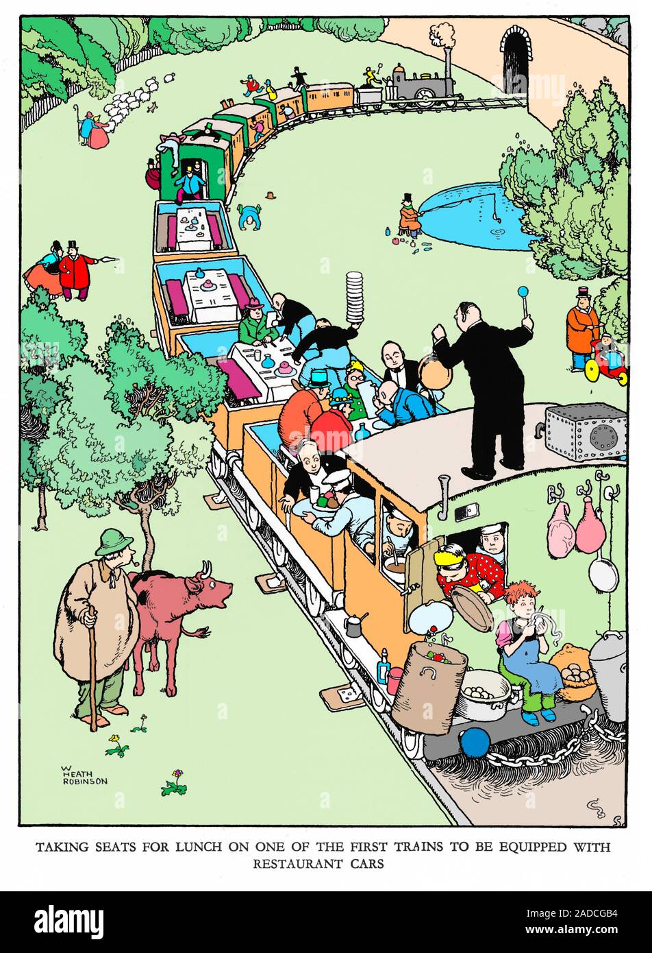 Coloured cartoon by the English cartoonist and illustrator William ...