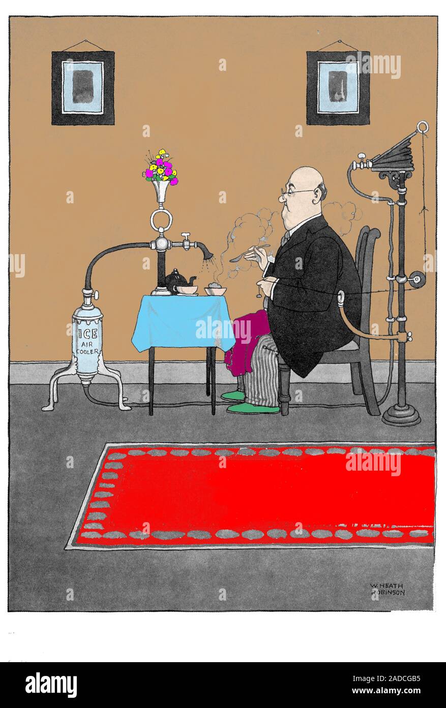 Coloured cartoon by the English cartoonist and illustrator William ...