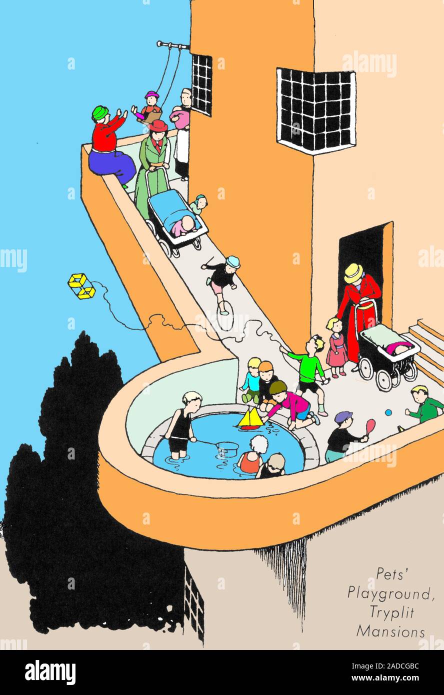 Coloured cartoon by the English cartoonist and illustrator William ...