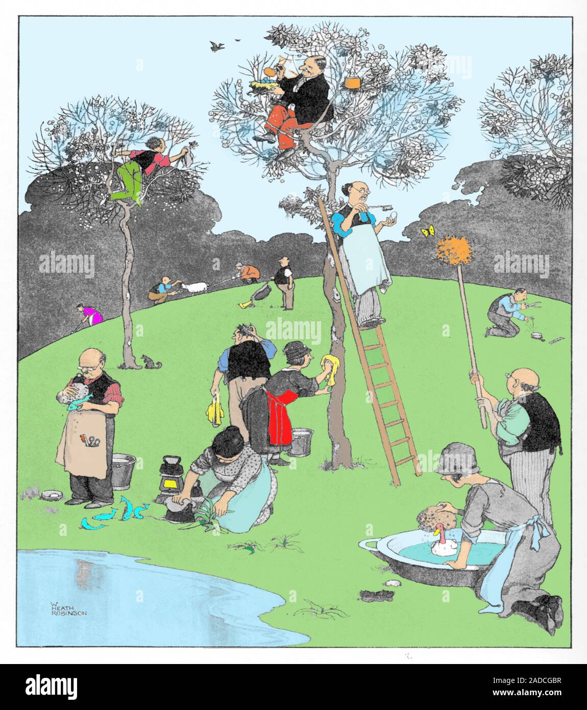 Coloured cartoon by the English cartoonist and illustrator William ...