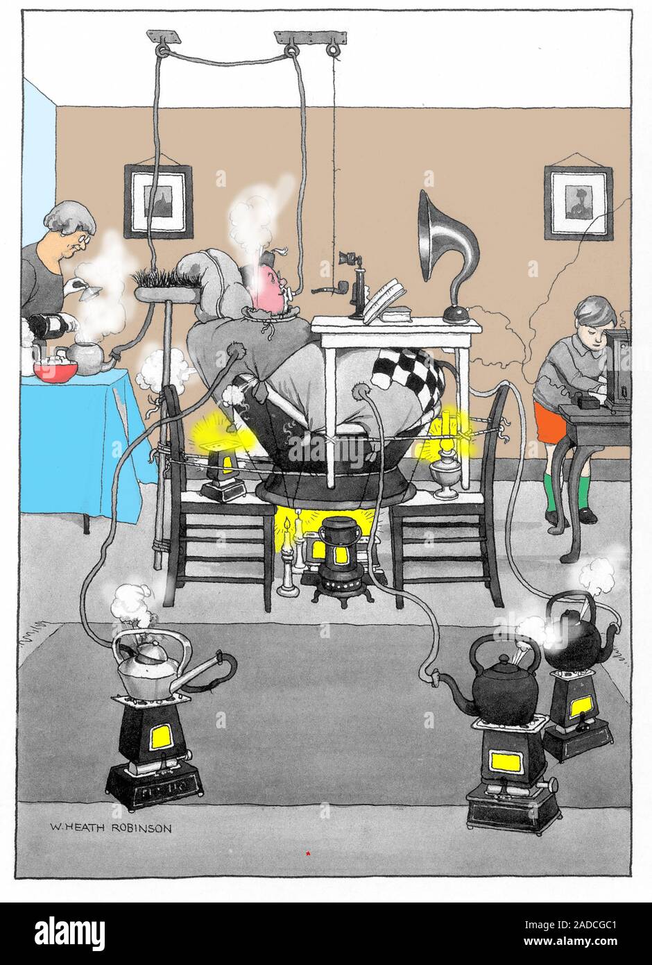 Coloured cartoon by the English cartoonist and illustrator William ...