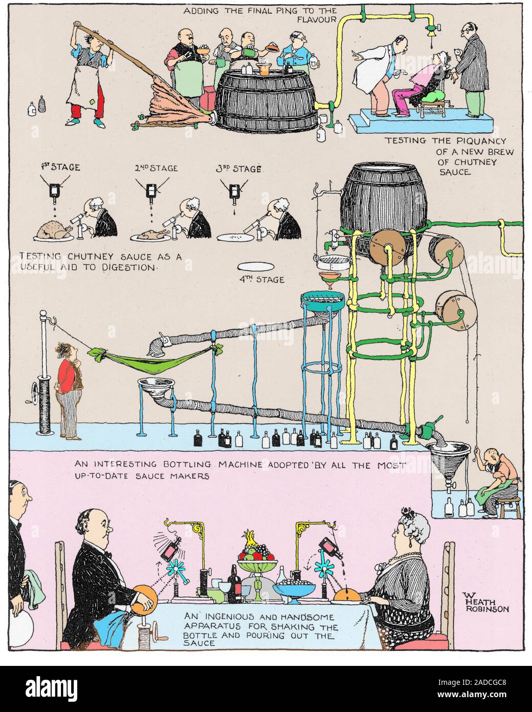 Coloured cartoon by the English cartoonist and illustrator William ...