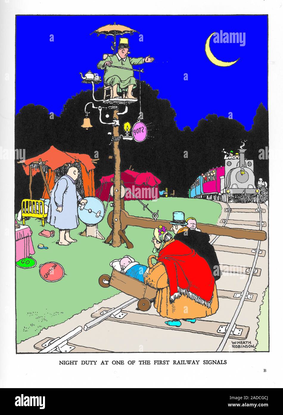 Coloured cartoon by the English cartoonist and illustrator William ...