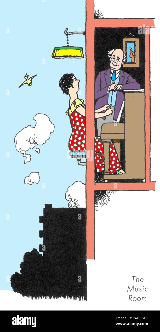 Coloured cartoon by the English cartoonist and illustrator William ...