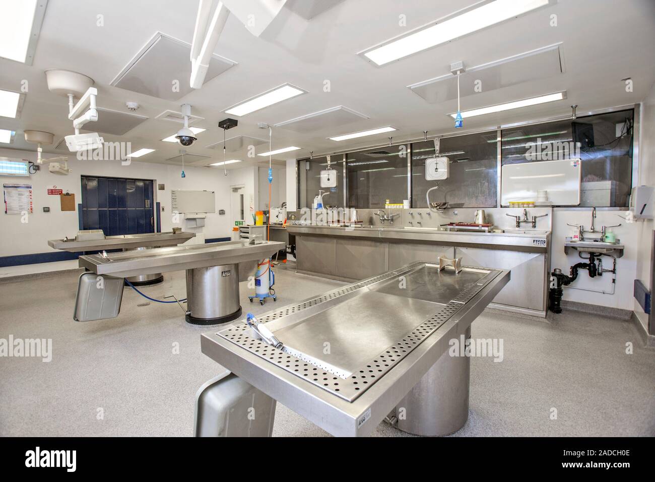 Autopsy room. Autopsy tables and other equipment in a mortuary Stock ...