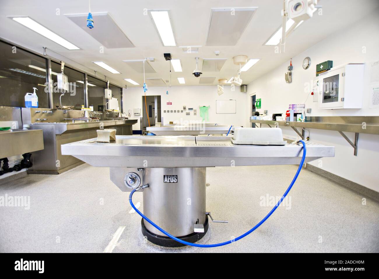 Autopsy room. Autopsy tables and other equipment in a mortuary Stock ...