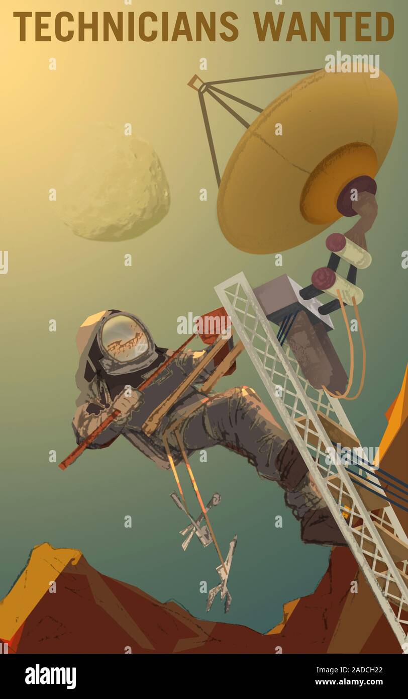 Mars explorer recruitment poster. A NASA recruitment poster showing an ...