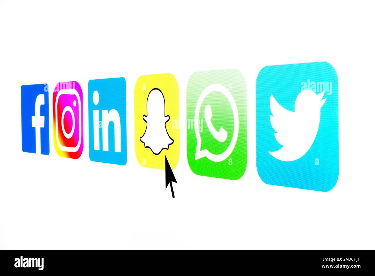 Social media icons. Cursor hovering over social media icons Stock Photo ... Social media icons. Cursor hovering over social media icons Stock Photo ...