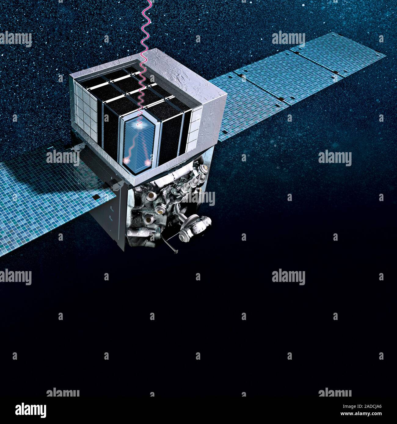 Fermi Gamma-ray Space Telescope, illustration. This space observatory ...