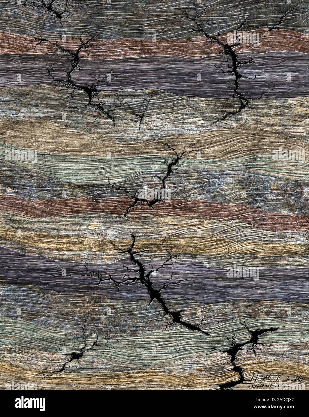 Fractures in Earth's crust, illustration. These fractures can occur ...