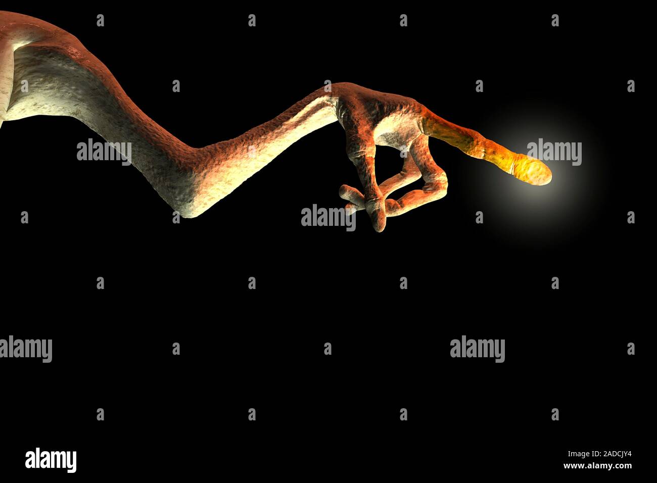 Alien's glowing finger, illustration Stock Photo - Alamy
