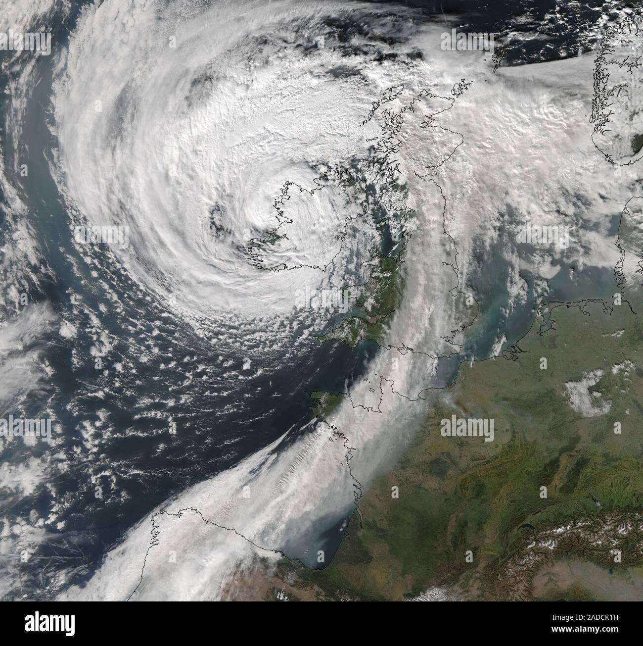 Panchromatic satellite image of storm Ophelia over the south west coast ...