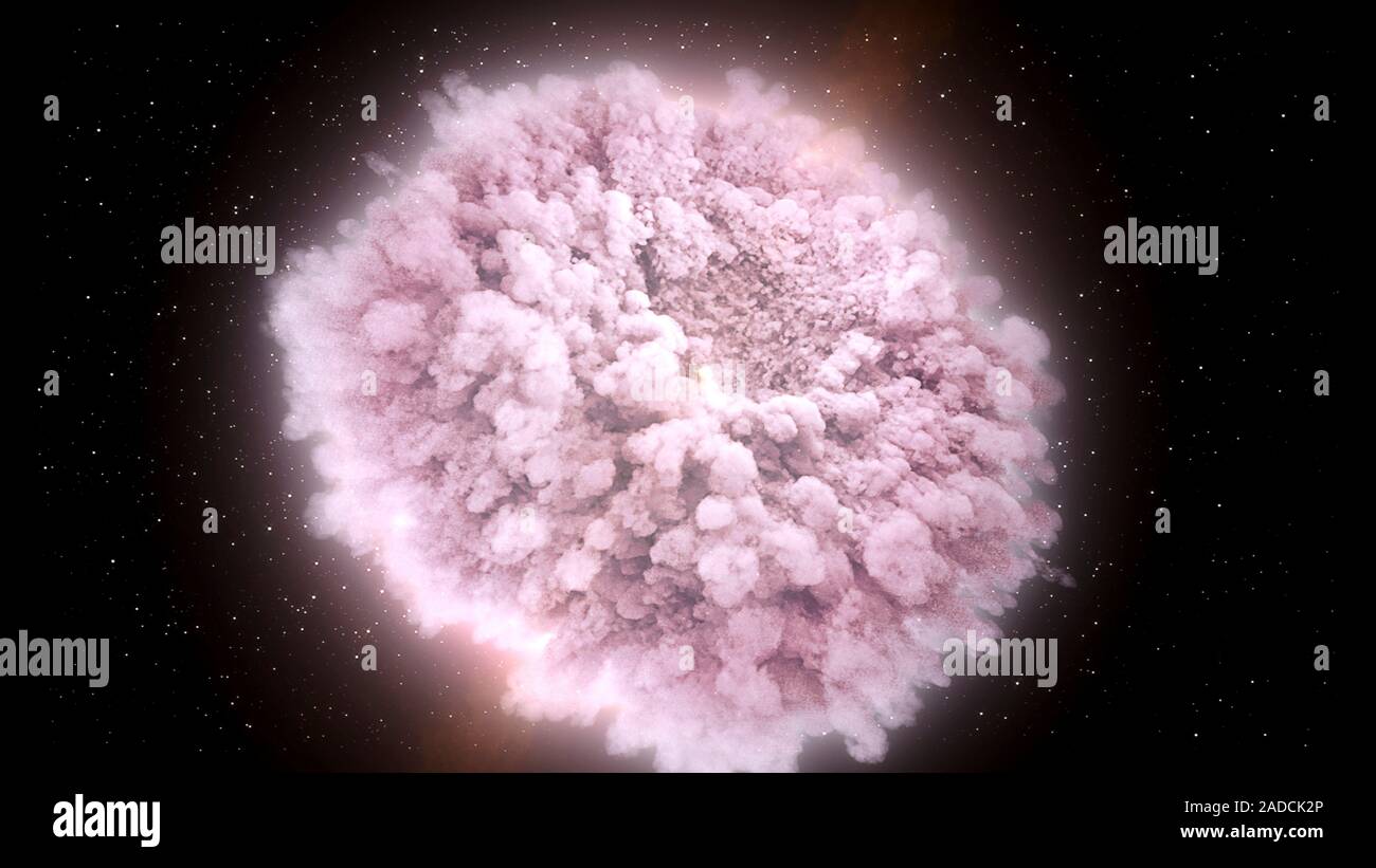 Illustration of a cloud of infrared radiation from two colliding ...