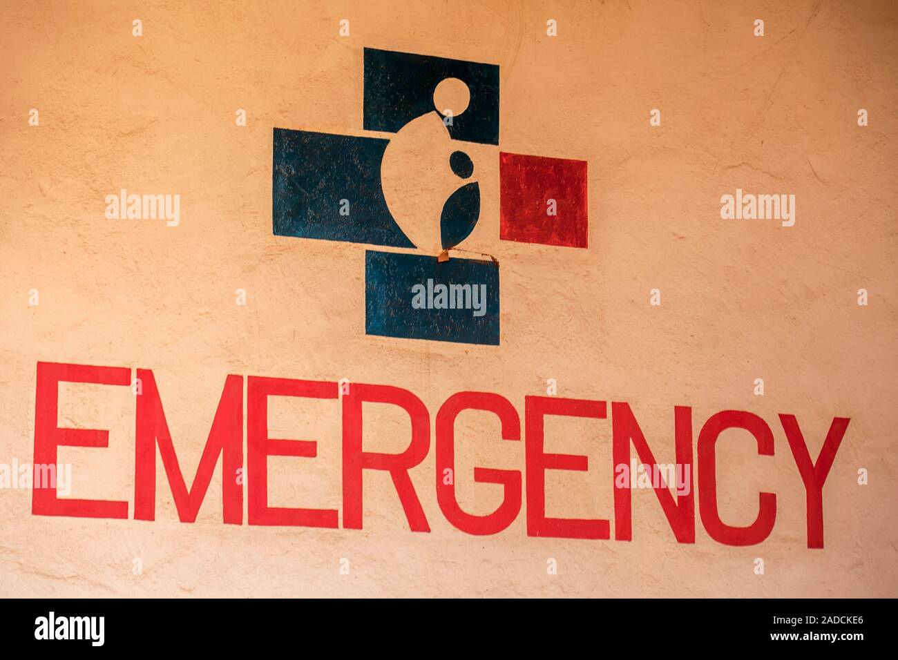 Obstetrics emergency sign. The human figures in the hospital cross ...