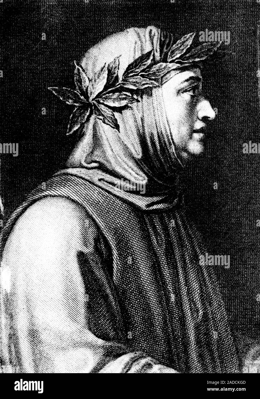 Francesco Petrarch (1304-1374). 1859 illustration of the Italian poet ...