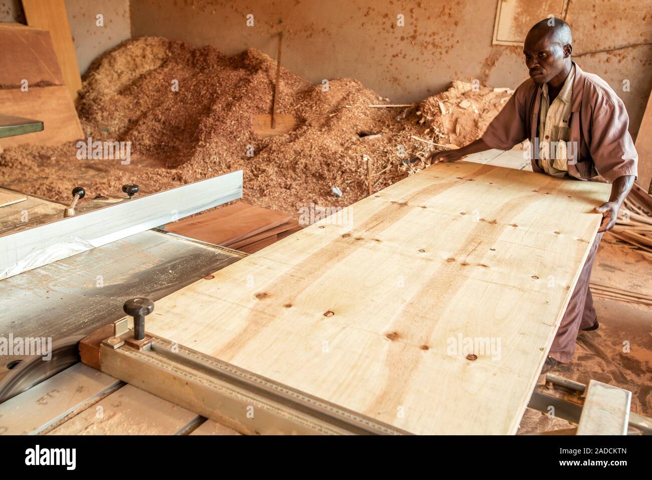 Carpentry work. Wood-working tools being used by a carpenter to produce ...
