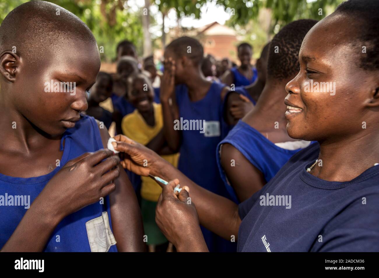 Tetanus vaccination. Dose of the tetanus vaccine being injected into a ...