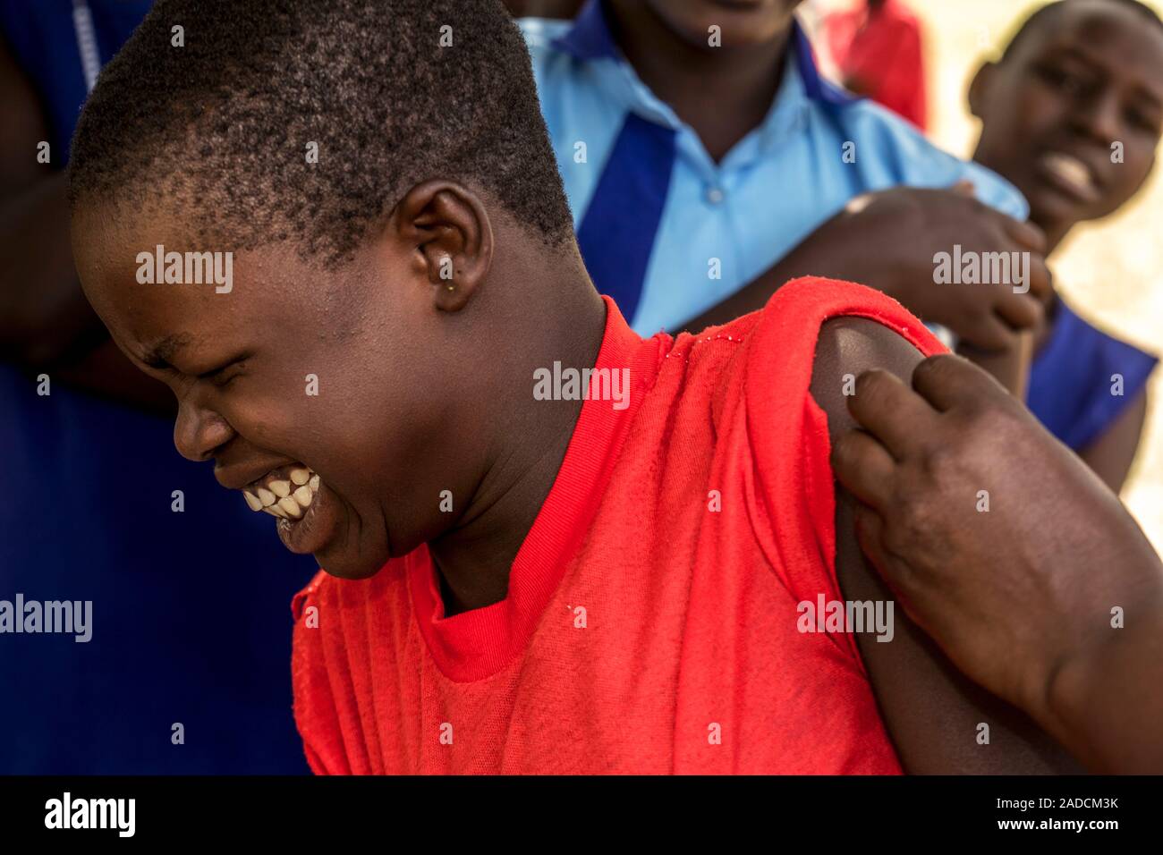 Tetanus vaccination. Dose of the tetanus vaccine being injected into a ...