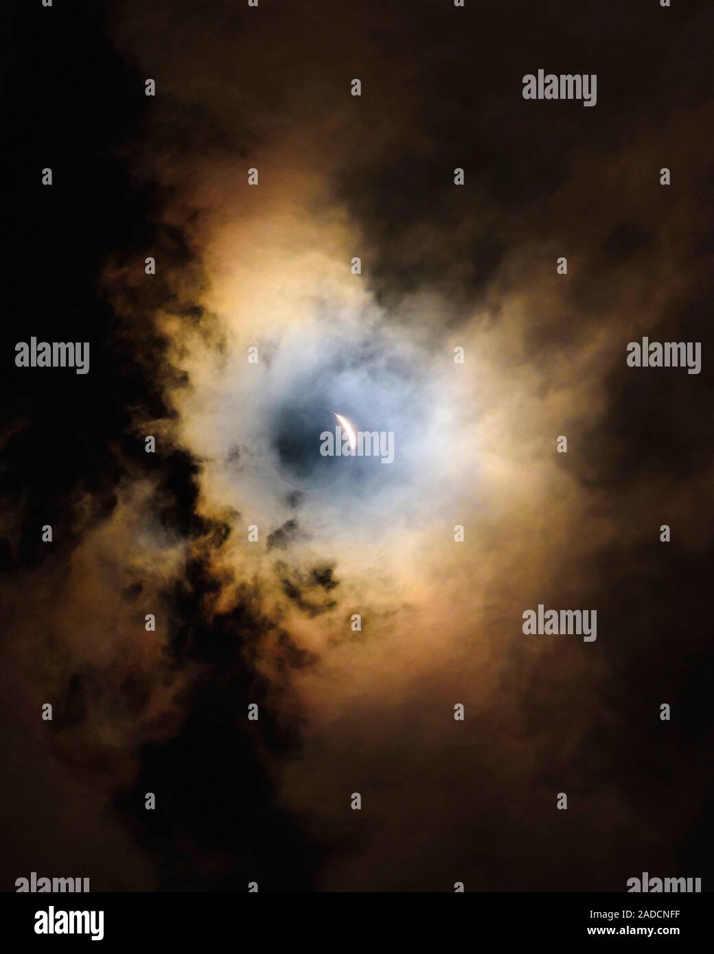 Solar eclipse. Diamond ring effect showing before totality during a ...