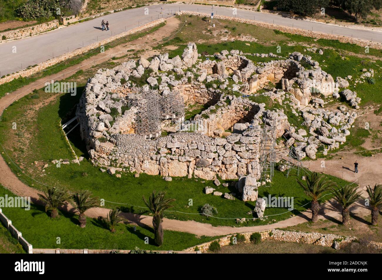 Ggantija temple ruins on the island of Gozo, Malta, aerial photograph ...