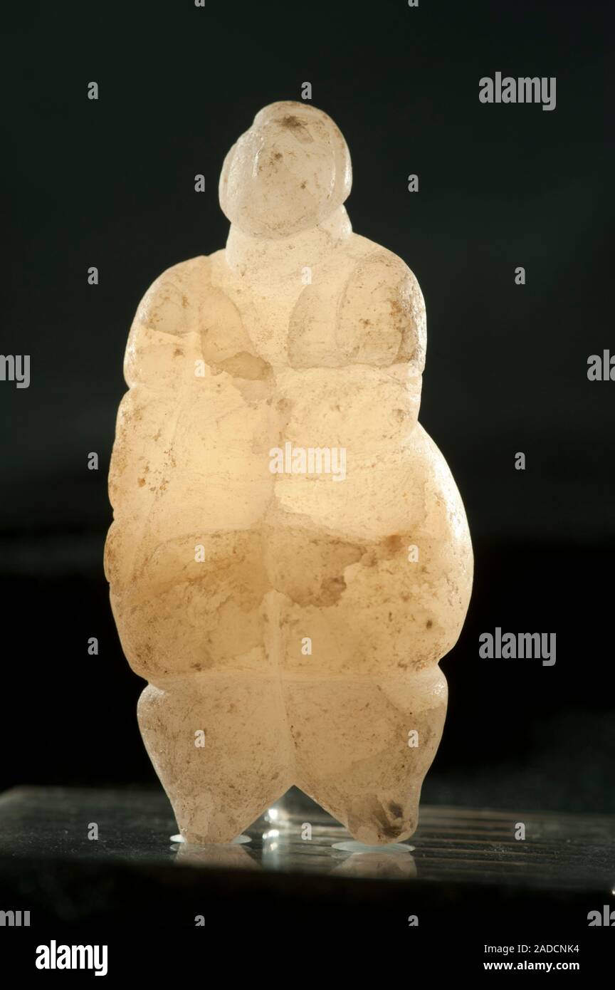 Prehistoric alabaster figurine. Standing figurine carved in semi ...