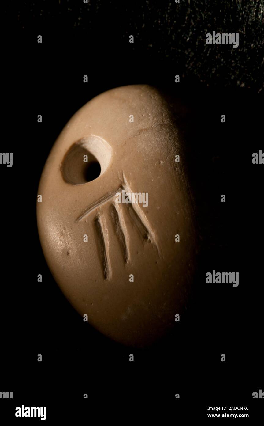 Prehistoric decorated pebble, discovered in Malta. The pebble has been ...