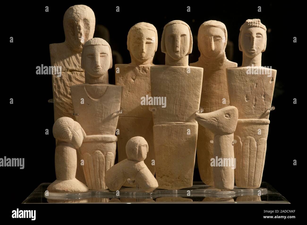 Prehistoric stone figurines. Set of stone-carved 'stick' figurines from ...