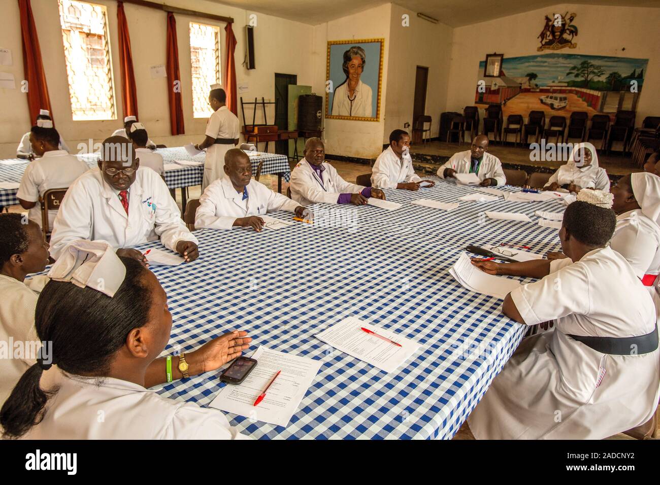 Meeting of hospital doctors and nurses. Photographed in St Mary's ...