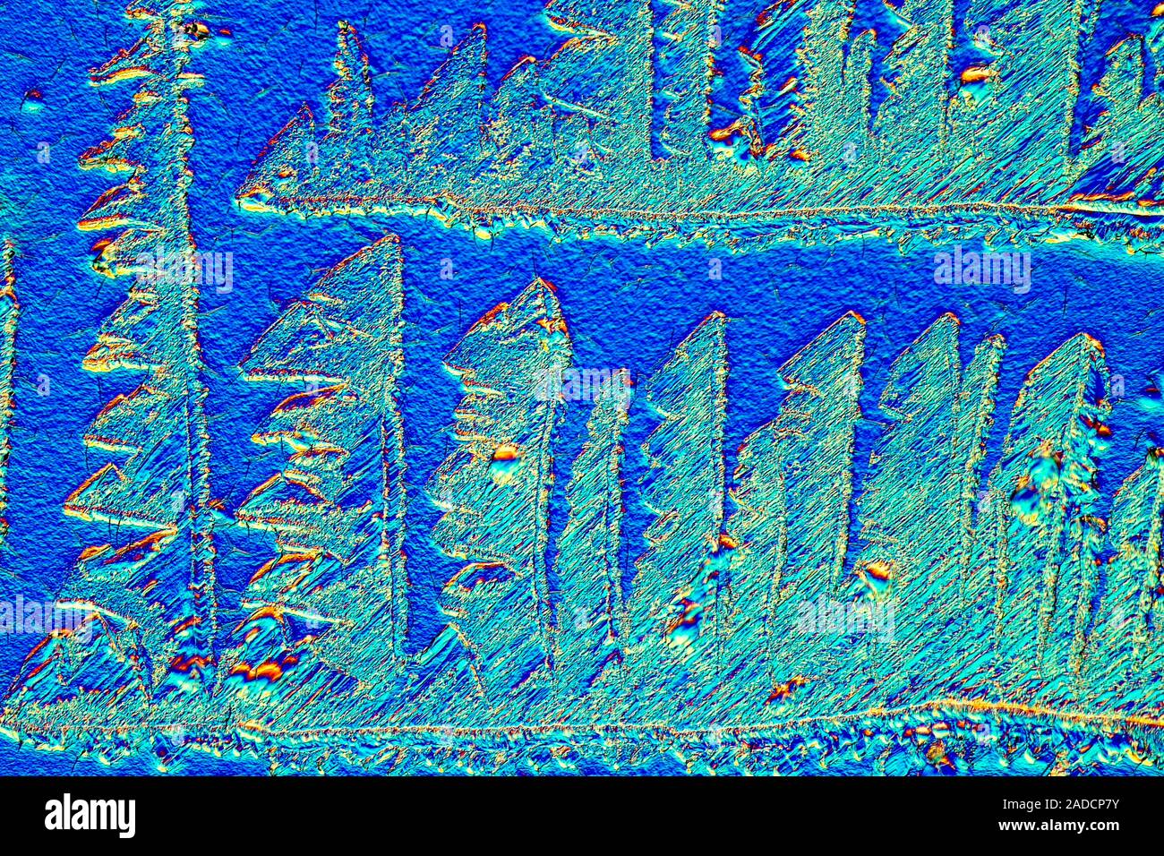 Polarised light micrograph (PLM) of Cisplatin crystals. Cisplatin is a ...