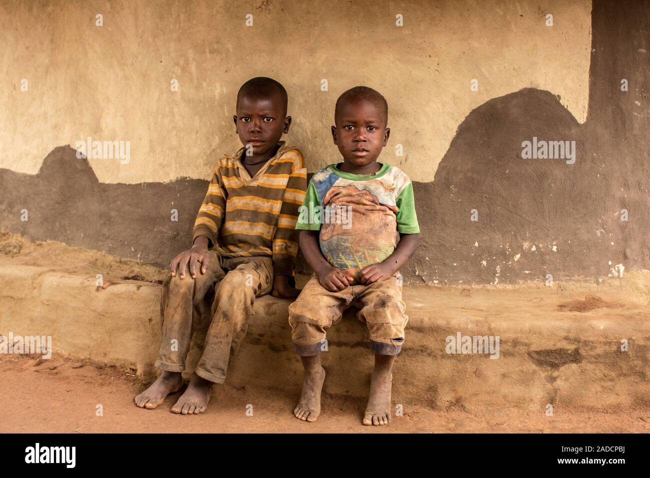 Young boys in a village. Photographed in a rural area of Gulu, Uganda ...