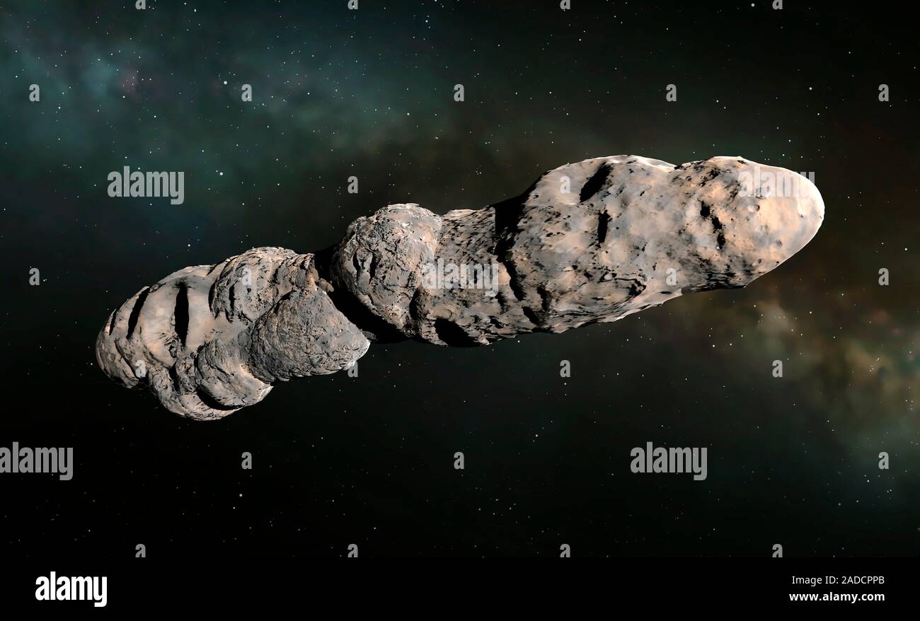 Illustration of 'Oumuamua. In 2017, astronomers discovered an object in ...