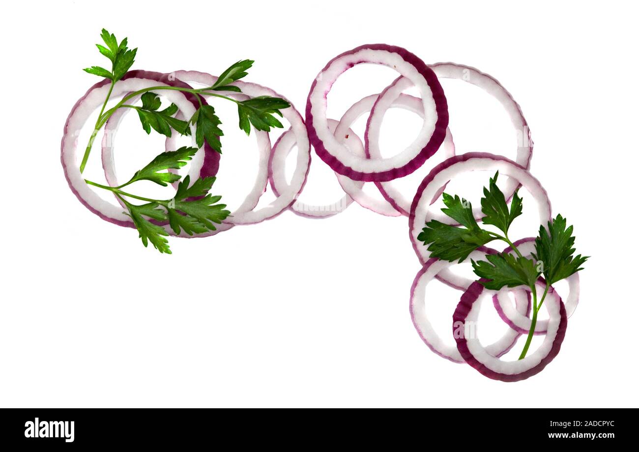 Onion slices isolated on white background Stock Photo - Alamy