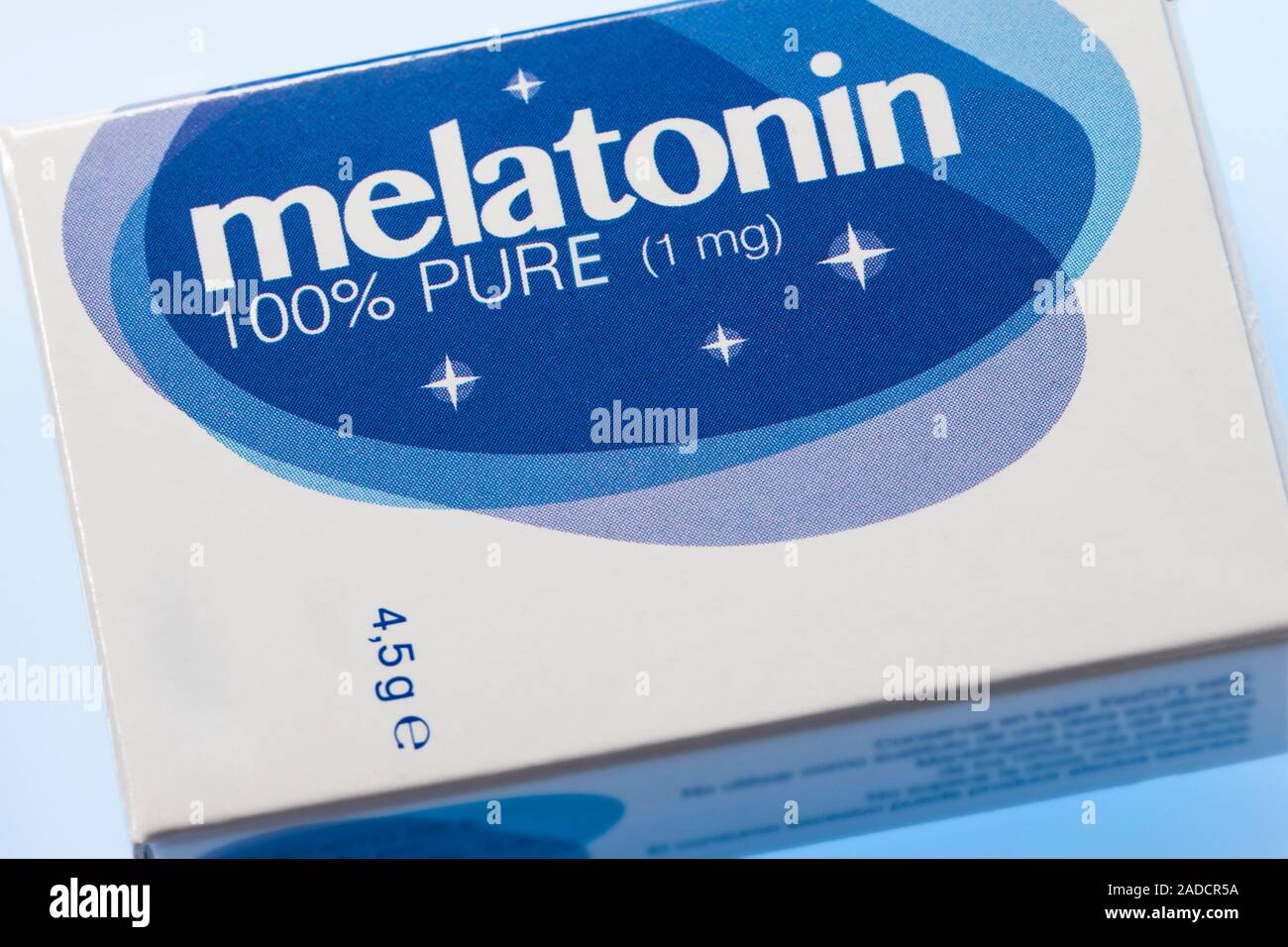Melatonin hormone packaging. Melatonin is a hormone secreted by the ...