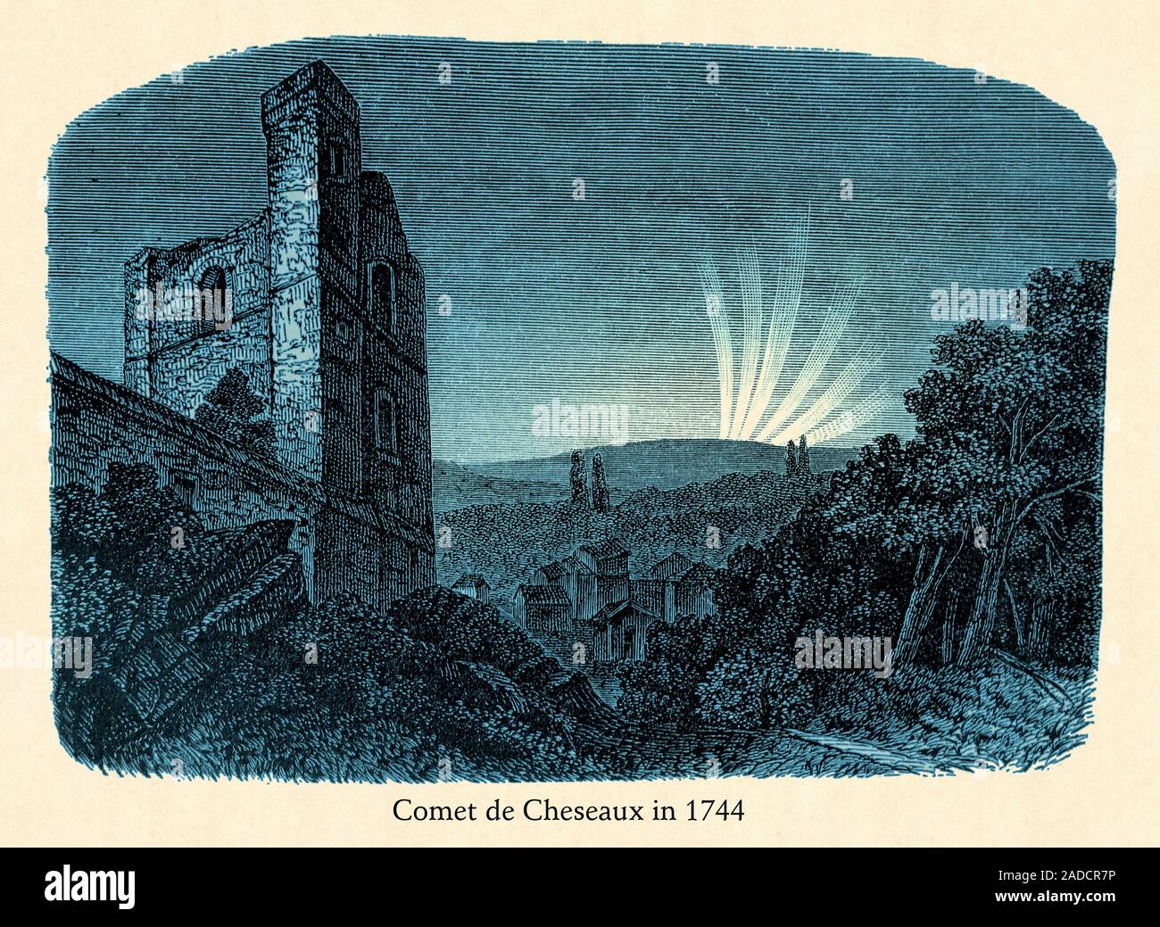 Great Comet of 1744, illustration. This comet was especially notable ...