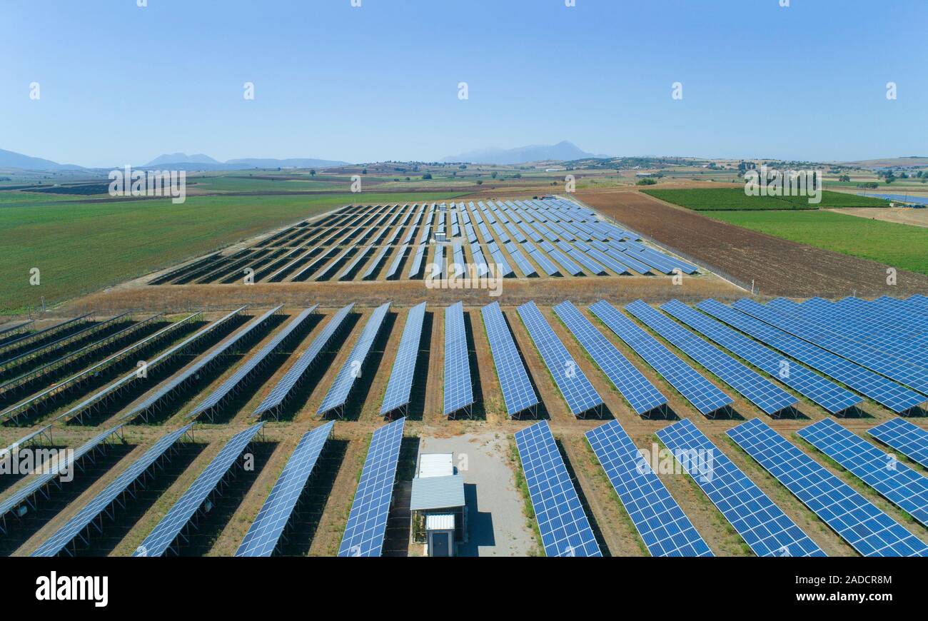 Photovoltaic solar arrays in Attica, Greece Stock Photo - Alamy
