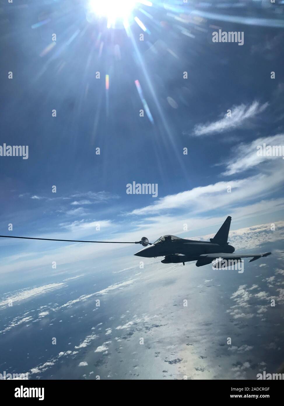 Eurofighter Typhoon fighter jet refuelling. Royal Air Force (RAF ...